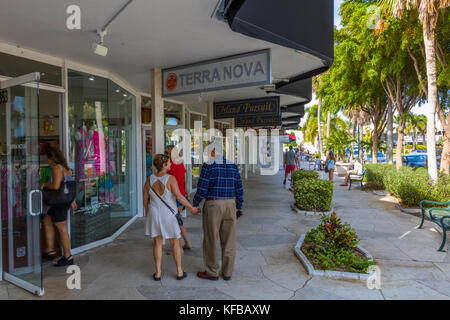 People shopping on St. Armands Circle on Lido key in Sarasota Florida ...