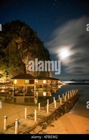 PHILIPPINES, Palawan, El Nido, night view of the Lagen Island Resort ...