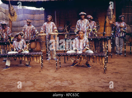 BOTSWANA, Africa, a group of indigenous men in ceremonial dress ...