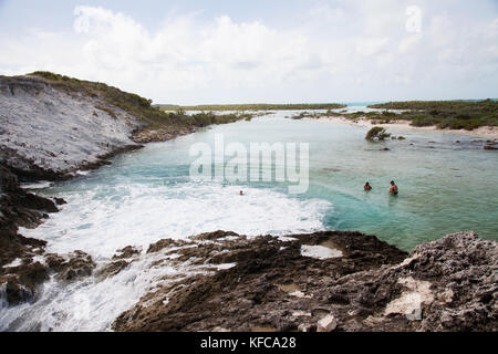 EXUMA, Bahamas. Rachel's Bubble Bath, a swimming hole on Compass Cay ...