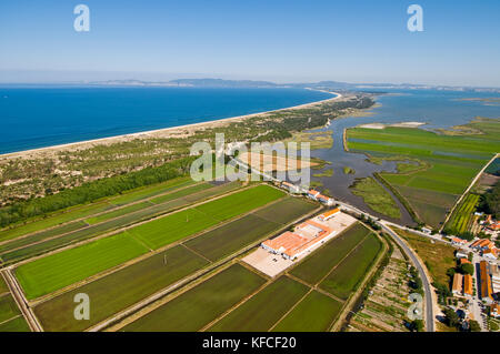 Aerial view of rice fields. Comporta, Alentejo, Portugal Stock Photo ...