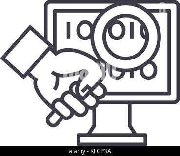 troubleshooting pc repair computer icon doodle illustration Stock ...