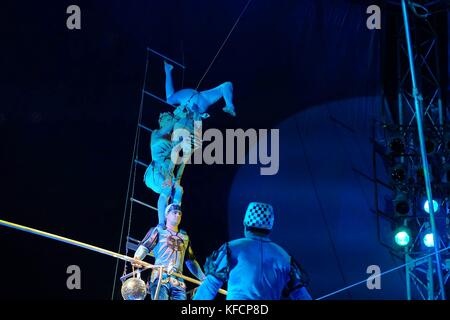 circus performers tight rope walkers Stock Photo - Alamy