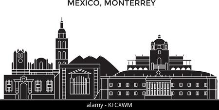 Mexico, Monterrey city skyline isolated vector illustration. Mexico ...