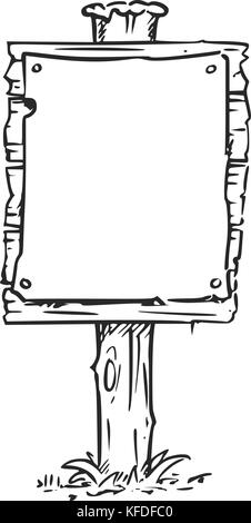 Vector drawing of empty blank wooden sign board Stock Vector Image ...