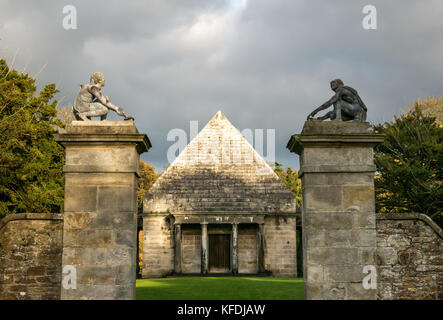 Pyramid mausoleum and Doric portico, gate piers, Gosford Estate, East ...