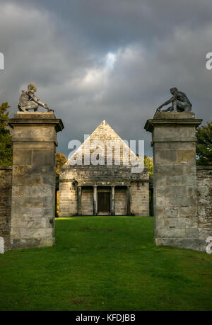 Pyramid mausoleum and Doric portico, gate piers, Gosford Estate, East ...