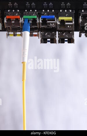 Network cables in switch and firewall in cloud computing data center ...