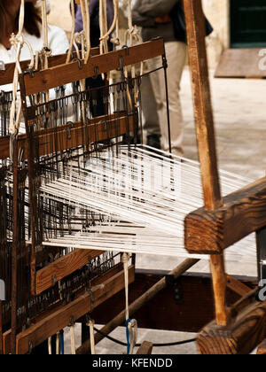 Detail of a medieval loom or carpet weaving machine Stock Photo - Alamy