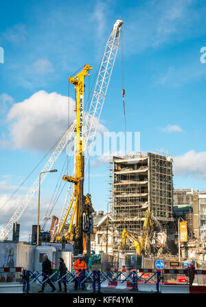 Demolition 1970s St James Centre, Leith Street, Edinburgh, Scotland, UK ...