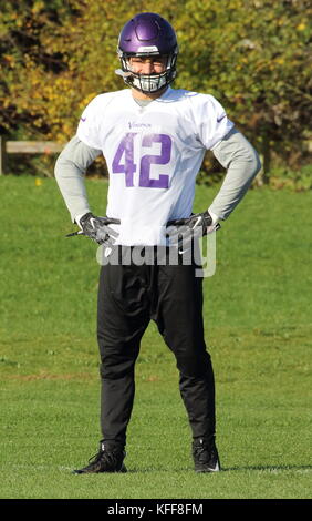 Minnesota Vikings linebacker Ben Gedeon takes part in drills during ...
