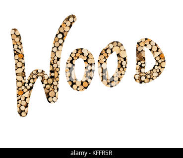 das Wort Wood mit Holz Stangen geschrieben, dargestellt Stock Photo - Alamy