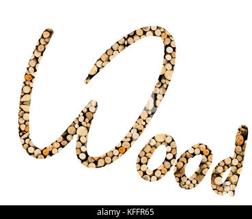 das Wort Wood mit Holz Stangen geschrieben, dargestellt Stock Photo - Alamy