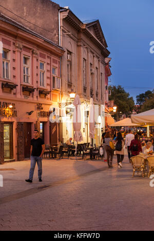 Boutiques and cafes on Dunavska Street, Novi Sad, Serbia Stock Photo ...
