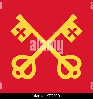 The keys of St. Peter (Keys to The Kingdom of Heaven), papal keys. The ...