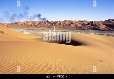 A gas flare at the Shaybah Gas Oil Separation Plant (GOSP), owned and ...