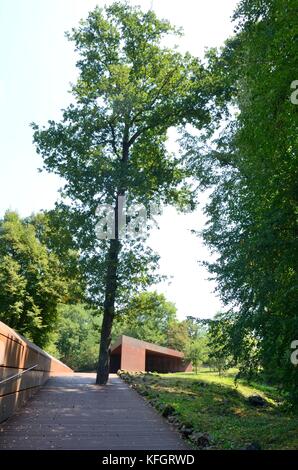 Metal facade of the pavilion of the athletics track, designed by RCR ...