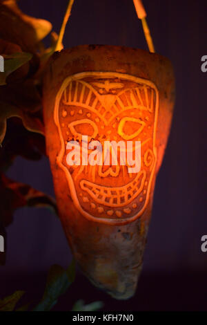 "Punkies" for "Punkie Night" Turnips carved for halloween as a local ...