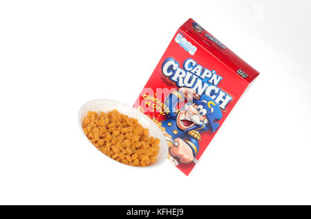 Bowl of Cap’n Crunch cereal isolated on white background Stock Photo ...