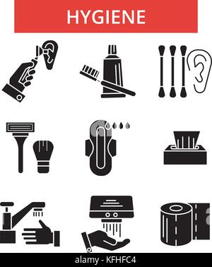 Set of personal hygiene symbols. Hand disinfection. Vector illustration ...