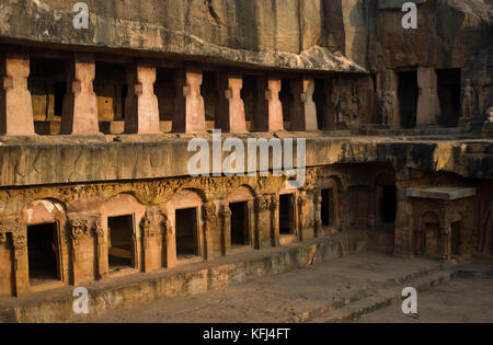 Cave 1 : Rani Gumpha, Udayagiri Caves, Orissa, India. Right Facade View ...
