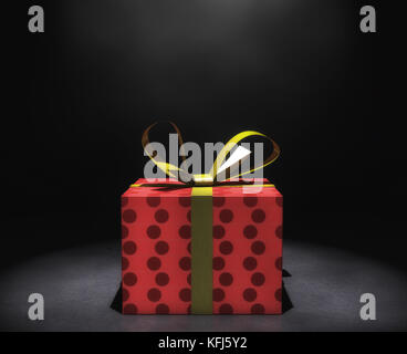 Realistic black gift box with red ribbon bow. Concept of abstract ...