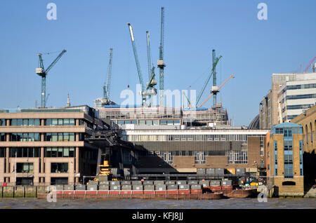 River Thames & Cory waste management company tug towing barges down ...