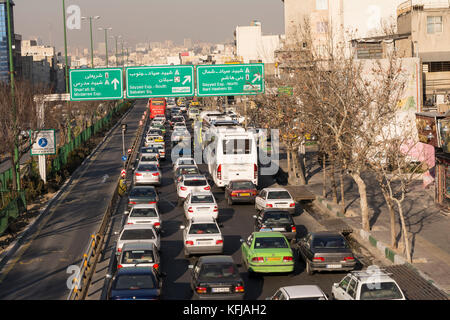 Tehran, IRAN - February 22, 2017 Emam ALi Highway at Noon Time, Cars ...