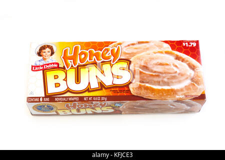 Packet of Honey buns isolated on a white studio background Stock Photo ...