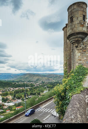 panoramic view of the town of Aubenas, France on a clear blue day Stock ...