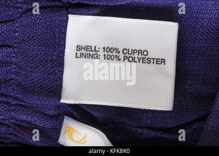 100% polyester lining 100% polyester label in woman's cobalt jacket ...