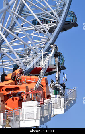 London Eye drive mechanism details, London, UK. Hydraulic motors fitted ...