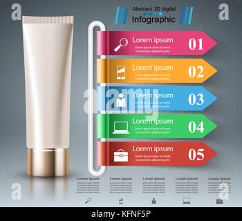 Tube infographics with 5 data template. Vector illustration pipe ...