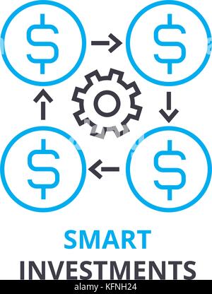 Smart investments line icon concept. Smart investments flat vector ...
