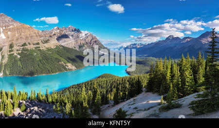 Landscape panorama of Banff National Park in Canada with snow capped ...