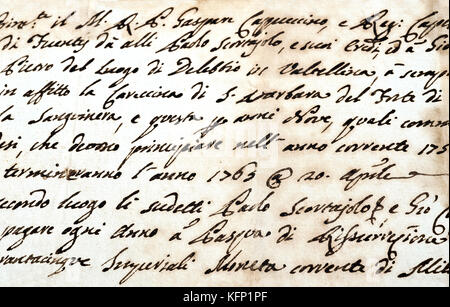 Ancient manuscript of 1700 century written in ink and goose pen in ...