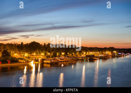 Splav (river barge) night clubs on the Sava, Belgrade, Serbia Stock ...