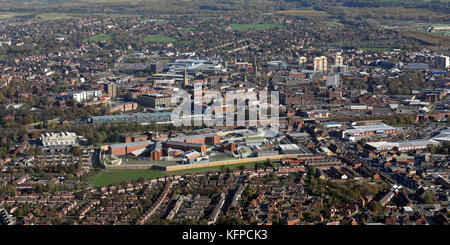 Wakefield, West Yorkshire, view from Sandal Castle Stock Photo ...