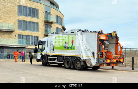 Dustbin lorry West bay Bridport Dorset England UK Stock Photo - Alamy