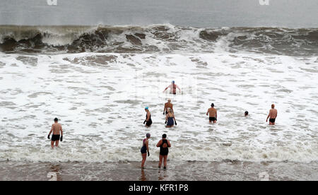 Brave swimmers from the Panama Swimming Club in Whitley Bay, Tyne and ...