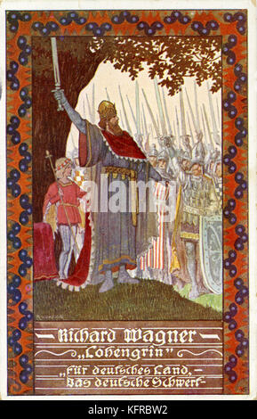 Richard Wagner 's opera 'Lohengrin' - illustration of scene showing ...
