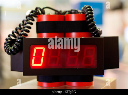 Red bomb with clock counter timer Stock Photo - Alamy