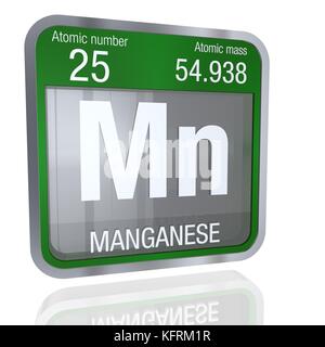 3d render of atom structure of manganese isolated over white background ...