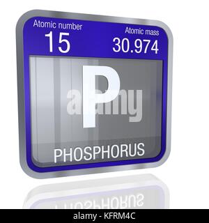 3d render of atom structure of phosphorus isolated over white ...