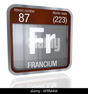 3d render of atom structure of francium isolated over white background ...