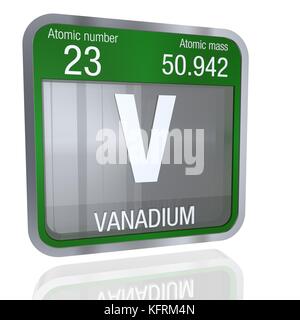 Vanadium V chemical element. Vanadium Sign with atomic number. Chemical ...