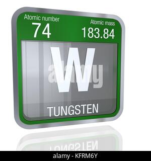 Tungsten W chemical element. Tungsten Sign with atomic number. Chemical ...