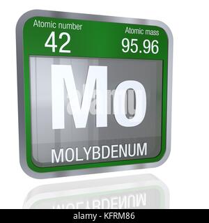 3d render of atom structure of molybdenum isolated over white ...