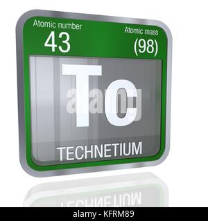 3d render of atom structure of technetium isolated over white ...