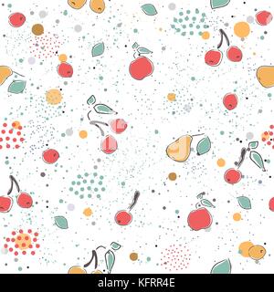 Cute Seamless Pattern with pears and dotted background. hand Drawn ...